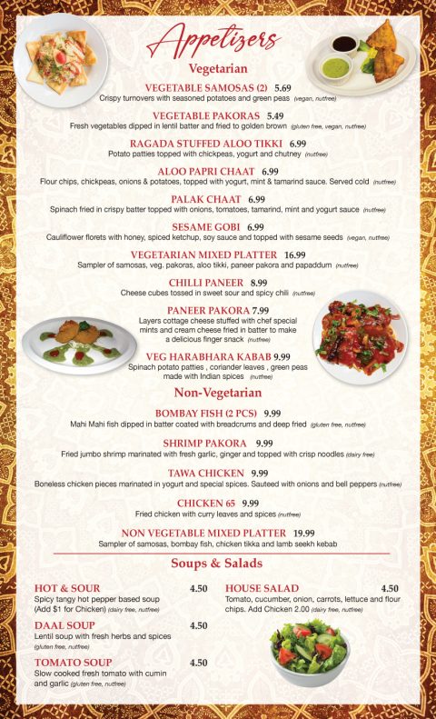 Menu | Shalimar Restaurant