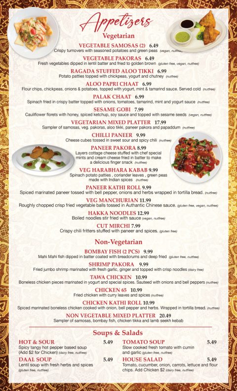 Menu | Shalimar Restaurant